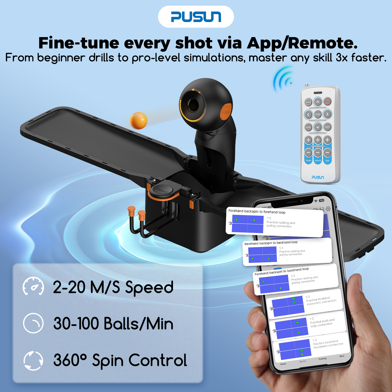 Pusun DORA PRO intelligent Table Tennis Training Robot